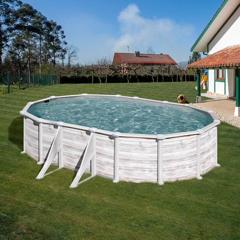 Gre Grönland Stahlwand-Pool, oval, Sandfilteranlage, weiß HelloPool