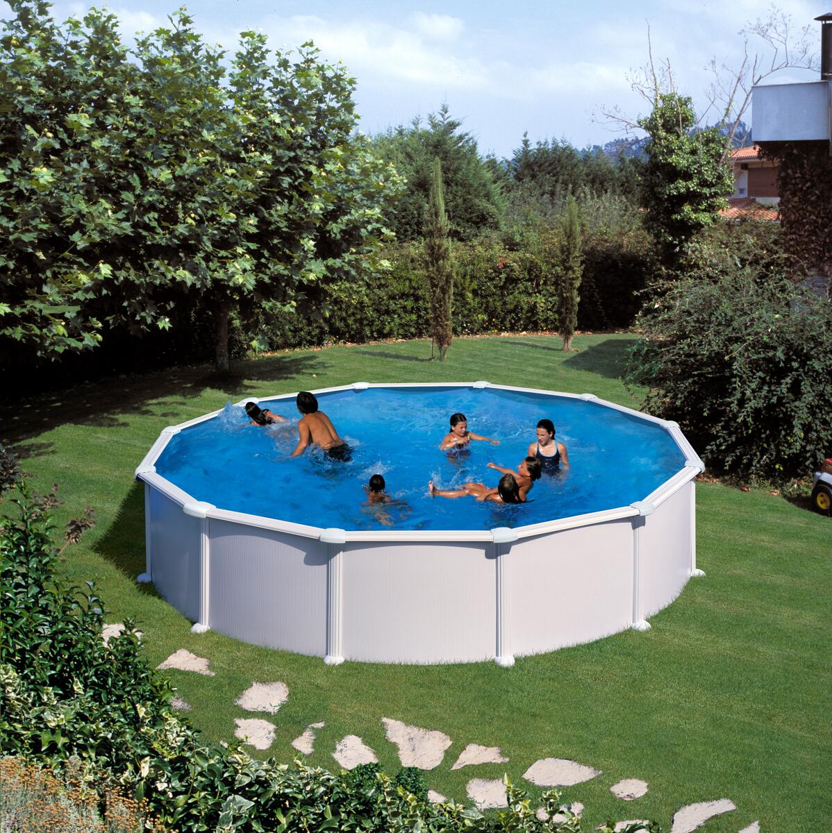Gre Atlantis Stahlwand-Pool, Ø 550x132cm, rund, Sandfilter, weiß HelloPool