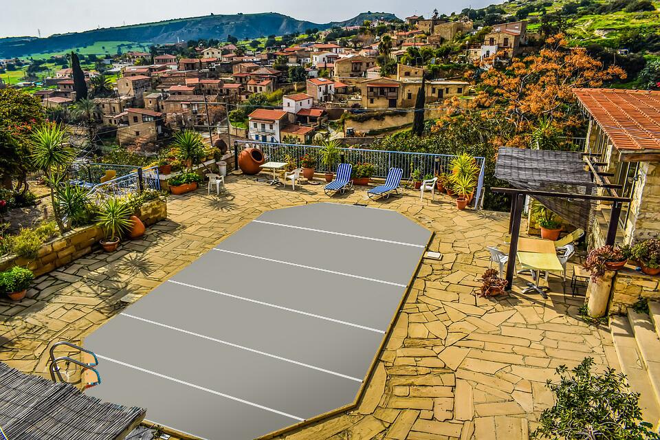 Rollabdeckung Sicherheits-Poolabdeckung Standard, 500x300cm, oval, grau ...