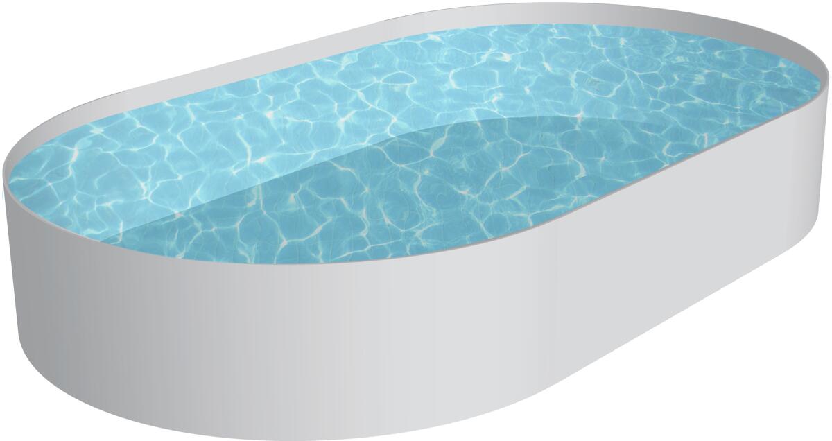 Unipool Stahlwand-Pool, 820x420x120cm, oval, Kunststoff-Handlauf, weiß ...